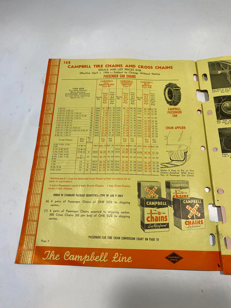 1956 Campbell Tire Chains and Accessories catalog – Andrew's Automotive ...