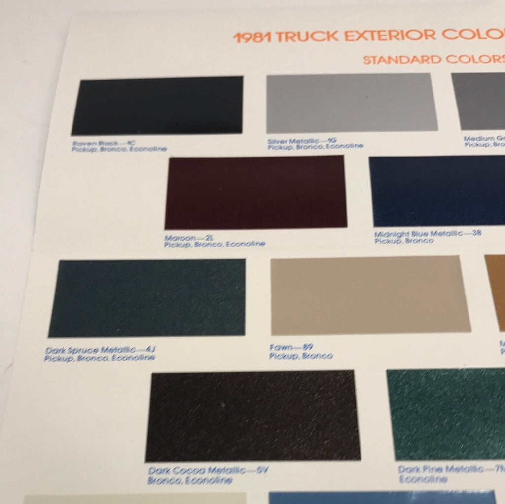 1981 Ford Light Truck Exterior Color Selections brochure – Andrew's ...